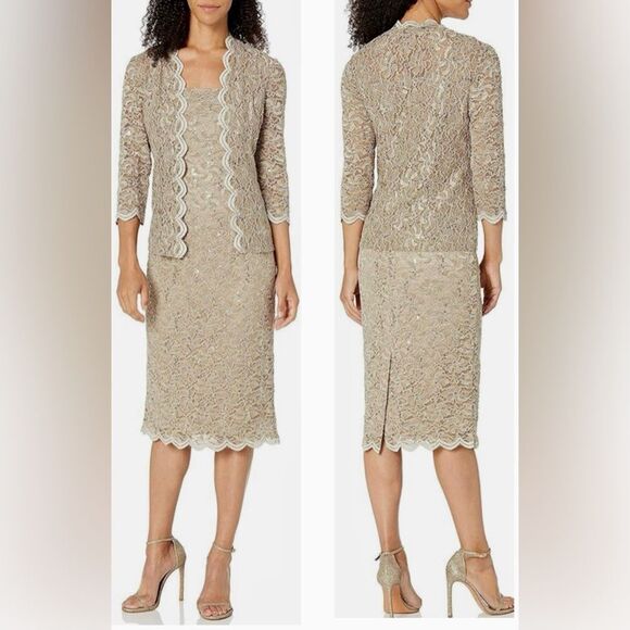 Alex Evenings | Dresses | Alex Eveningmother Of Bridegroom Short Lace ...